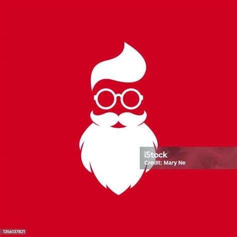 수염 안경 빨간 배경에 고립 된 세련된 헤어 스타일힙스터 산타 클로스 실루엣 유머에 대한 스톡 벡터 아트 및 기타 이미지 유머 11월 12월 Istock
