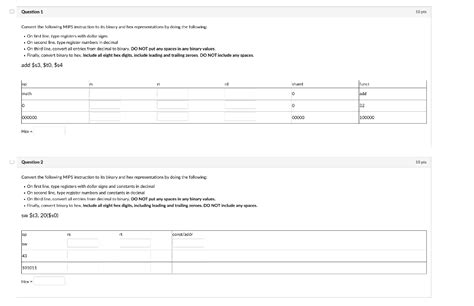 Solved Convert The Following Mifs Instruction To Its Binary