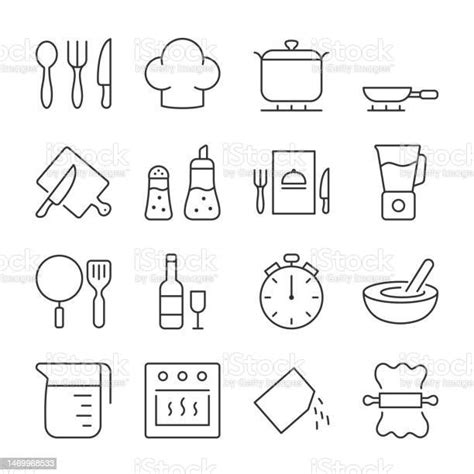 요리 아이콘을 설정합니다 음식 준비 선형 아이콘 컬렉션 주방 용품 편집 가능한 획이 있는 선 요리하기 음식 준비에 대한 스톡 벡터 아트 및 기타 이미지 Istock
