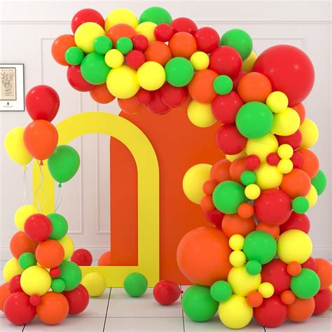 Juego De Globos Rojos Amarillos Verdes Y Naranjas 121 Unidades De