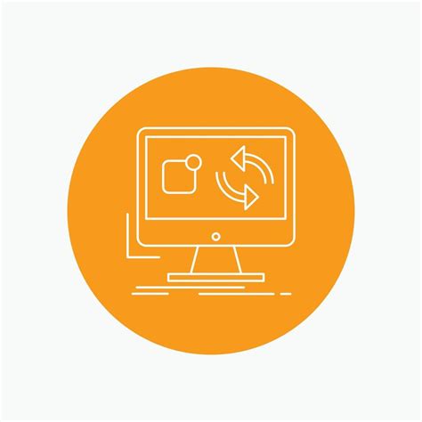 Update App Application Install Sync White Line Icon In Circle Background Vector Icon