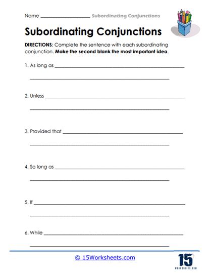 Subordinating Conjunctions Worksheets 15 Worksheets Library