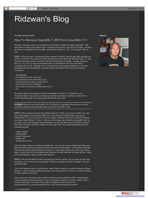 How To Remove Openjdk 7 Jre From Linux Mint 171 Pdf Java Virtual
