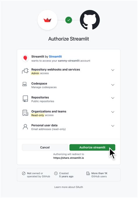 Connect Your Github Account Streamlit Docs