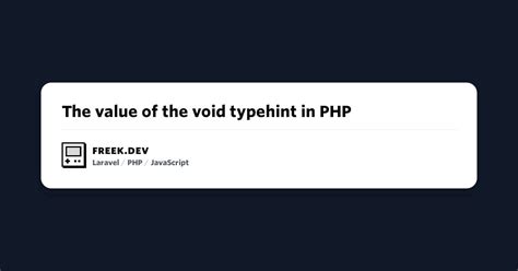 The Value Of The Void Typehint In Php Rphp