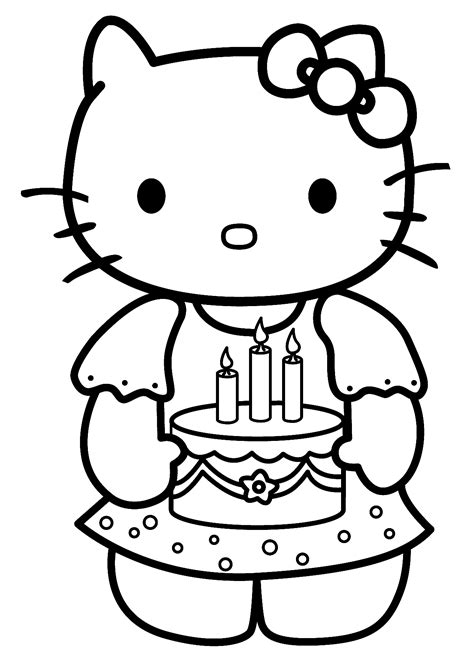 Hello Kitty Happy Birthday Coloring Images