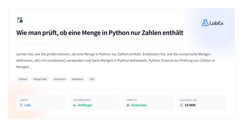 Wie Man Prüft Ob Eine Menge In Python Nur Zahlen Enthält Labex