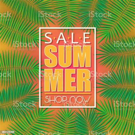 여름 판매 배너 종 려 잎 및 정글 리프 포스터 템플릿 정글 열 대 여름 배경입니다 0명에 대한 스톡 벡터 아트 및 기타 이미지 0명 가격 개념 Istock