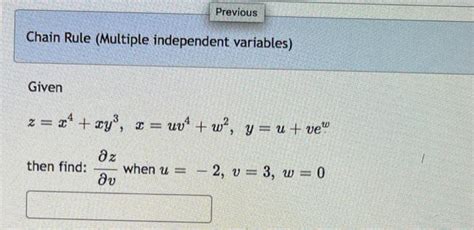 Solved Chain Rule Multiple Independent Variables Given
