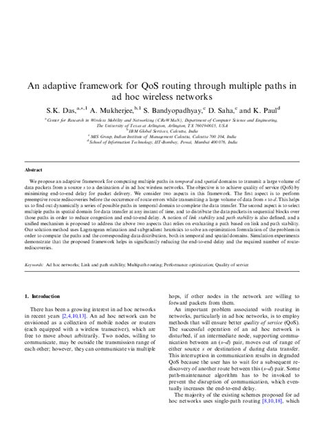 pdf an adaptive framework for qos routing through multiple paths in