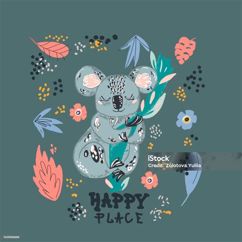 벡터 만화 귀여운 손으로 그린 코알라 얼굴입니다 보육 예술 호주 기념품 스티커 포스터 엽서 배지 레이아웃 패치 벽아트 전화 케이스 티셔츠에 사용할 수 있습니다 곰에 대한