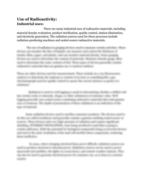 Solution Radioactivity Introduction Definition Experiments Uses Industrial Uses Medical Uses