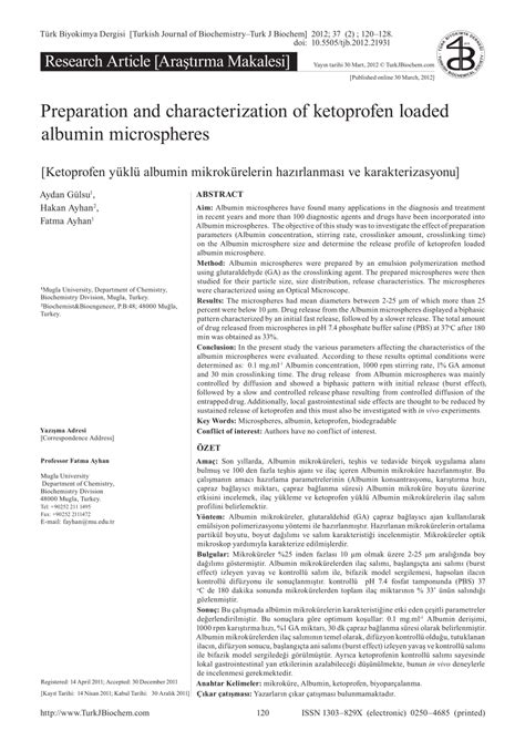 Pdf Preparation And Characterization Of Ketoprofen Loaded Albumin Microspheres