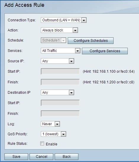 Configuration Of Access Rules On The CVR W VPN Router Cisco
