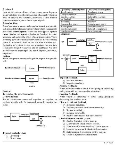 Diagram Open Loop Control System Close Loop Control System Pdf