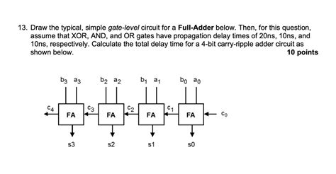 Answer All Parts Of The Question 13 Draw The Typical Simple Gate Level Circuit For A Full