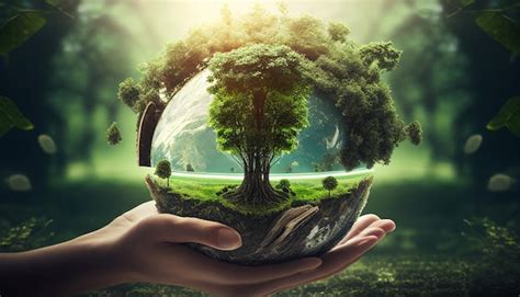 Premium AI Image A Hand Holding A Globe With A Tree On It