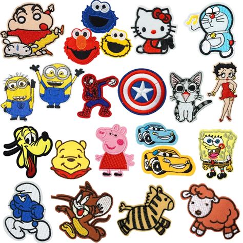 리빙키 와펜 패치 캐릭터 자수 빈티지 이니셜 밀리터리 스마일 리폼 옷수선 열접착 스티커 티몬