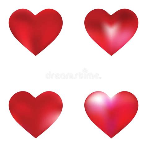 Conjunto De Corazones De Fondo Liso Stock De Ilustración Ilustración