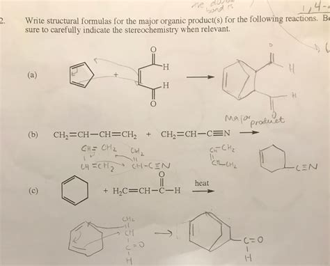 solved 2 write structural formulas for the major organic