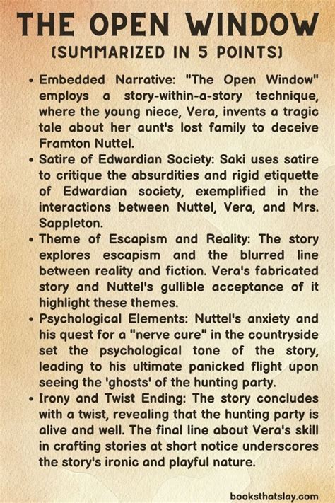 The Open Window Summary Characters And Themes