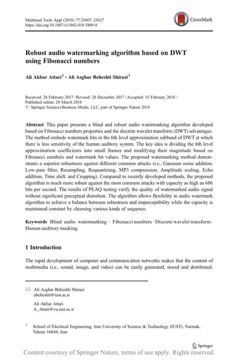 Robust Audio Watermarking Algorithm Based On Dwt Using Fibonacci