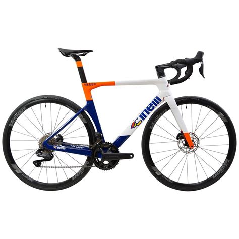 Cinelli Pressure Disc Ultegra Di2 Carbon Road Bike White Blue Orange
