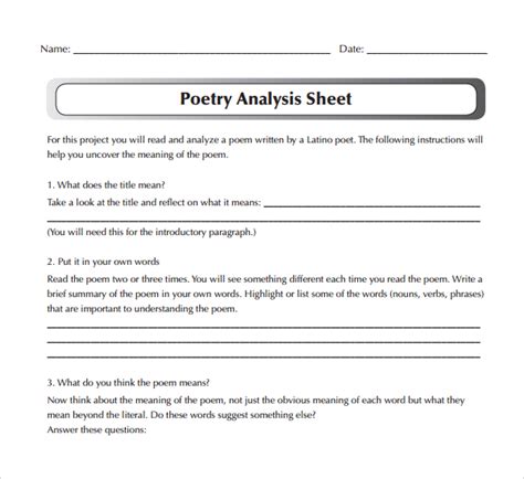 Free 7 Sample Poetrys Analysis Templates In Pdf Ms Word