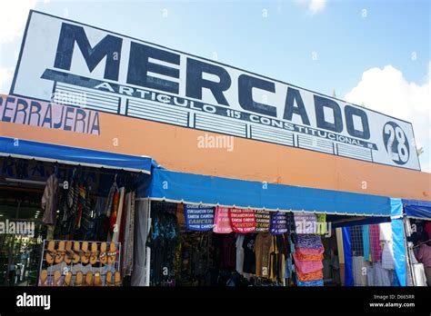 Mercado 28 Souvenirs And Handicrafts Market In Cancun Mexico Stock
