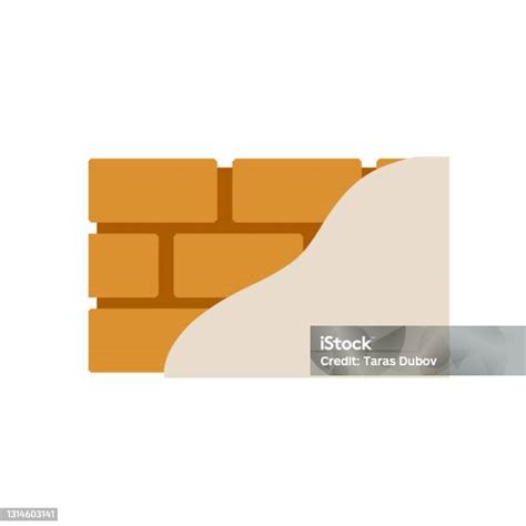 석고와 절연의 층과 빨간 벽돌 벽 가정용 수리용 재료 건물의 건설 파란색과 노란색 레이어를 적용하는 방식 0명에 대한 스톡 벡터 아트 및 기타 이미지 Istock