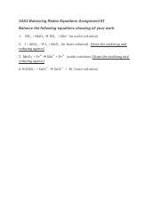 U5A2 Balancing Redox Equations Assignment Docx Annotated 114048221