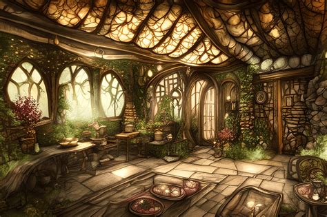 Magical Elven Cottage Interior Graphic Creative Fabrica