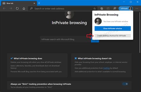 Create A Desktop Shortcut For Inprivate Browsing In Edge