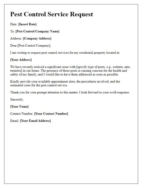 Letter Template For Pest Control Service Inquiry Free Samples In Pdf