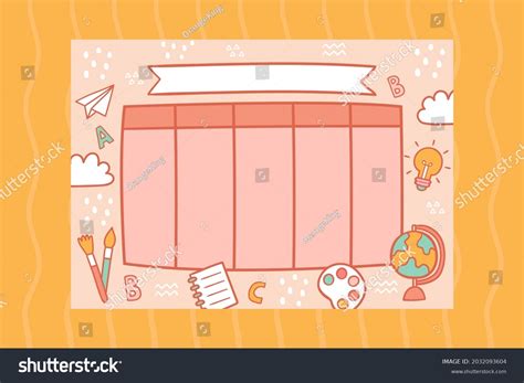 Back School Timetable Hand Drawn Classroom Stock Vector Royalty Free