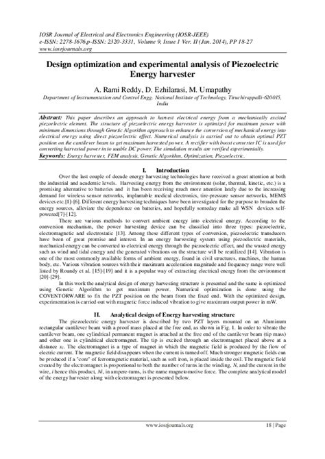 Pdf Design Optimization And Experimental Analysis Of Piezoelectric Energy Harvester