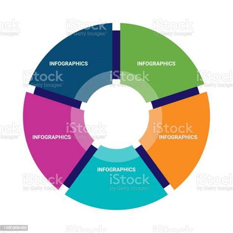 벡터 서클 인포그래픽 비즈니스 다이어그램 화살표 그래프 시작 프리젠 테이션 차트 5가지 개체에 대한 스톡 벡터 아트 및 기타