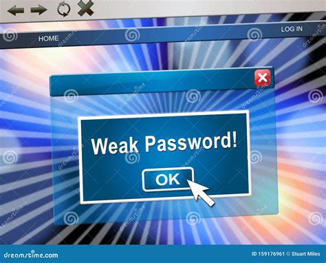 Weak Password Webpage Shows Online Vulnerability And Internet Threat