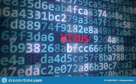 Virus Text And Source Code On The Computer Monitor 3d Rendering Stock