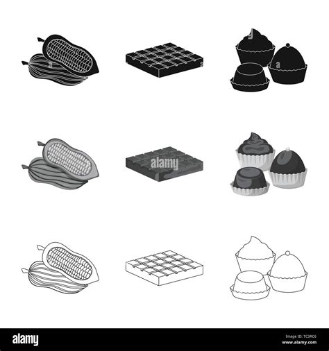 Vector Design Of Food And Yummy Symbol Set Of Food And Brown Stock
