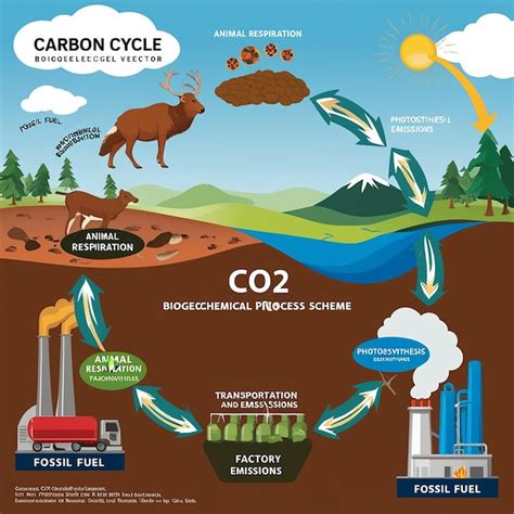 Ciclo De Carbono Etiquetado Co2 Esquema De Proceso Biogeoquímico