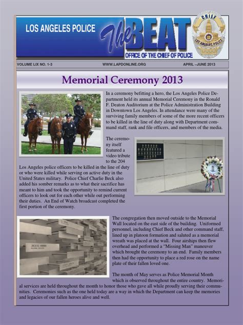 The Beat Lapd Chief Of Police Newsletter Pdf Los Angeles Police