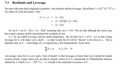 Regression Explanation Of A Step In Derivation Of Residuals For R Lm