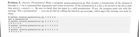 Problem Inverse Permutation Write A Program Chegg Com