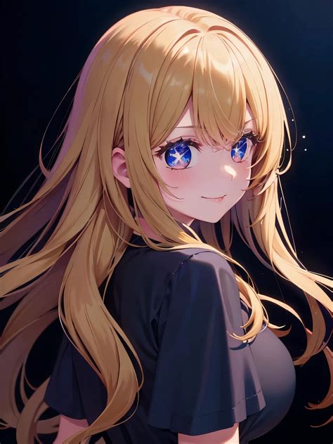 Anime Girl With Long Blonde Hair And Blue Eyes Seaart Ai