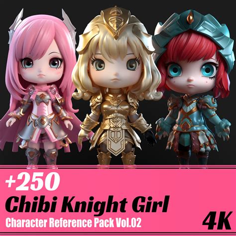 Artstation 250 Chibi Knight Girl 4k Character Reference Pack Vol02
