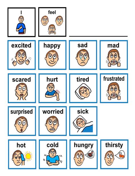 Printable Emotion Chart For Autism Printable Learning Sheets