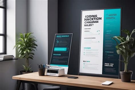Premium Photo Tech Hackathon Coding Challenge Rules Signage Mockup