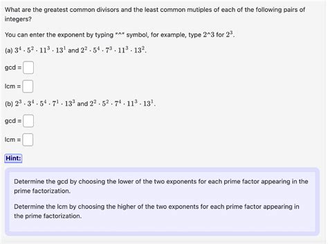 Solved What Are The Greatest Common Divisors And The Least