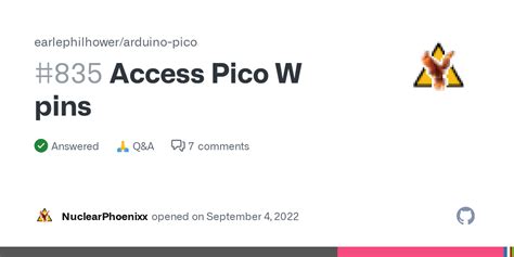 access pico w pins · earlephilhower arduino pico · discussion 835 · github